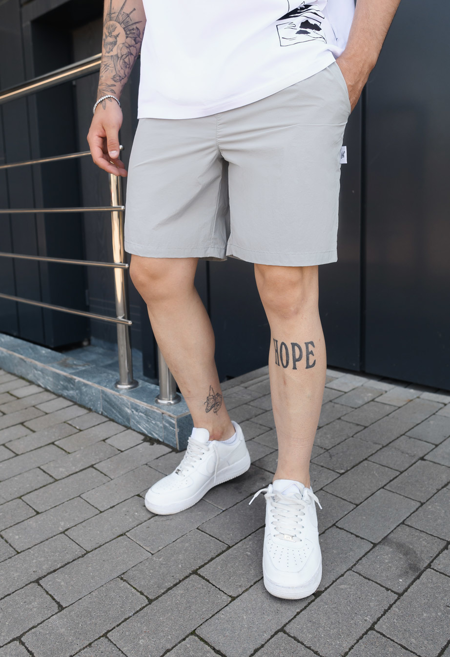 Шорти чоловічі Staff light gray basic світло-сірі пляжні для підлітка базові на літо однотонні ціна