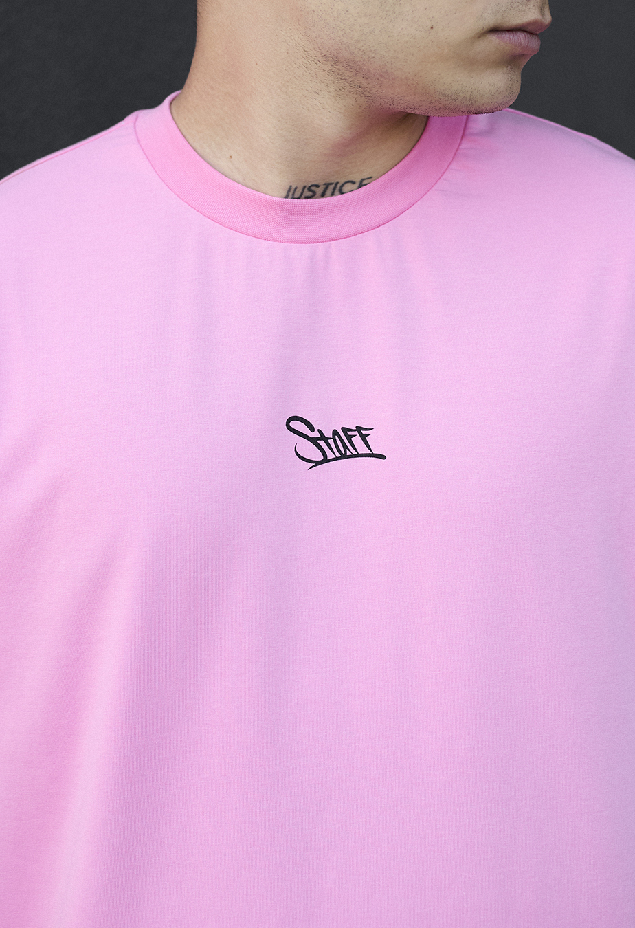 Футболка чоловіча Staff pink logo oversize рожева з логотипом оверсайз ...