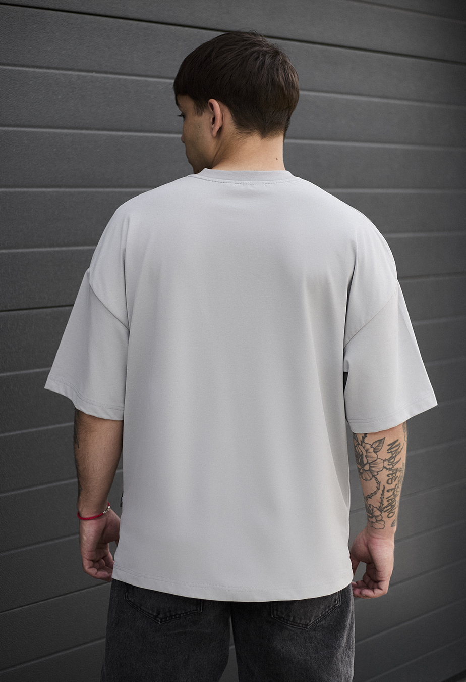 Футболка чоловіча Staff light gray basic oversize світло-сіра однотонна недорога оверсайз базова ...