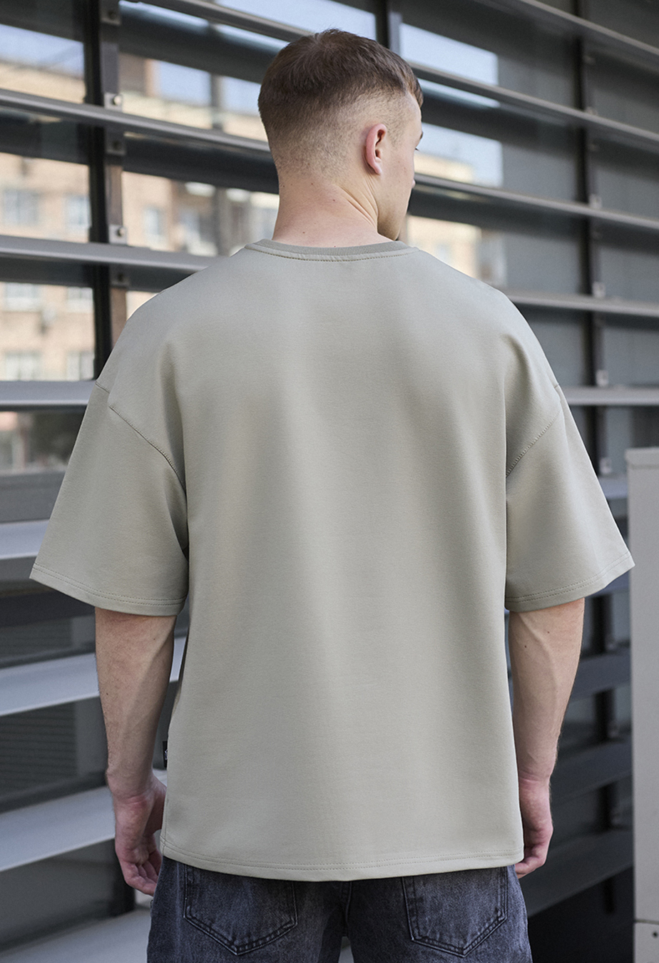 Футболка чоловіча Staff olive oversize premium оливкового кольору оверсайз молодіжна однотонна ...