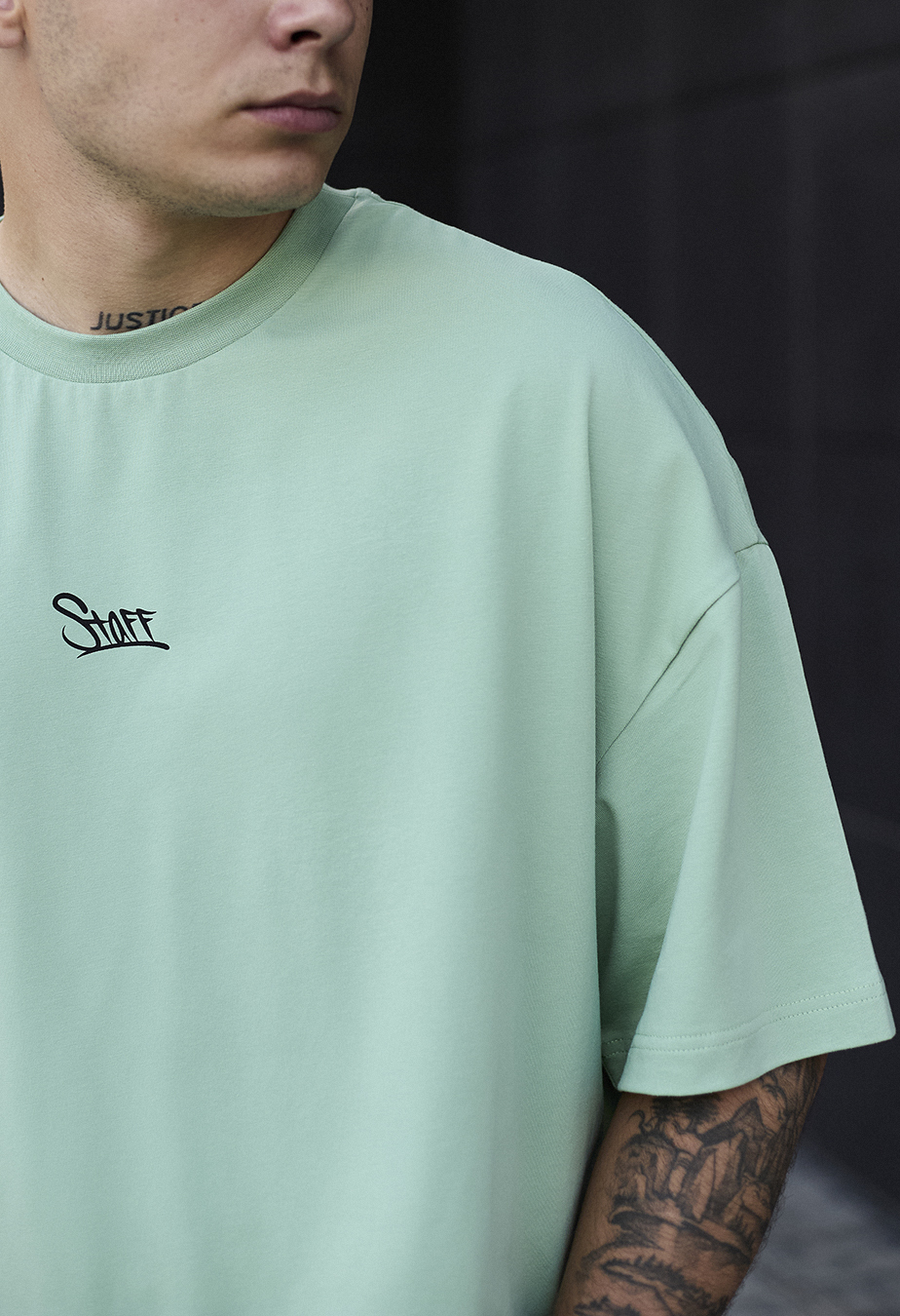 Футболка чоловіча Staff mint logo oversize м’ятного кольору з логотипом ...