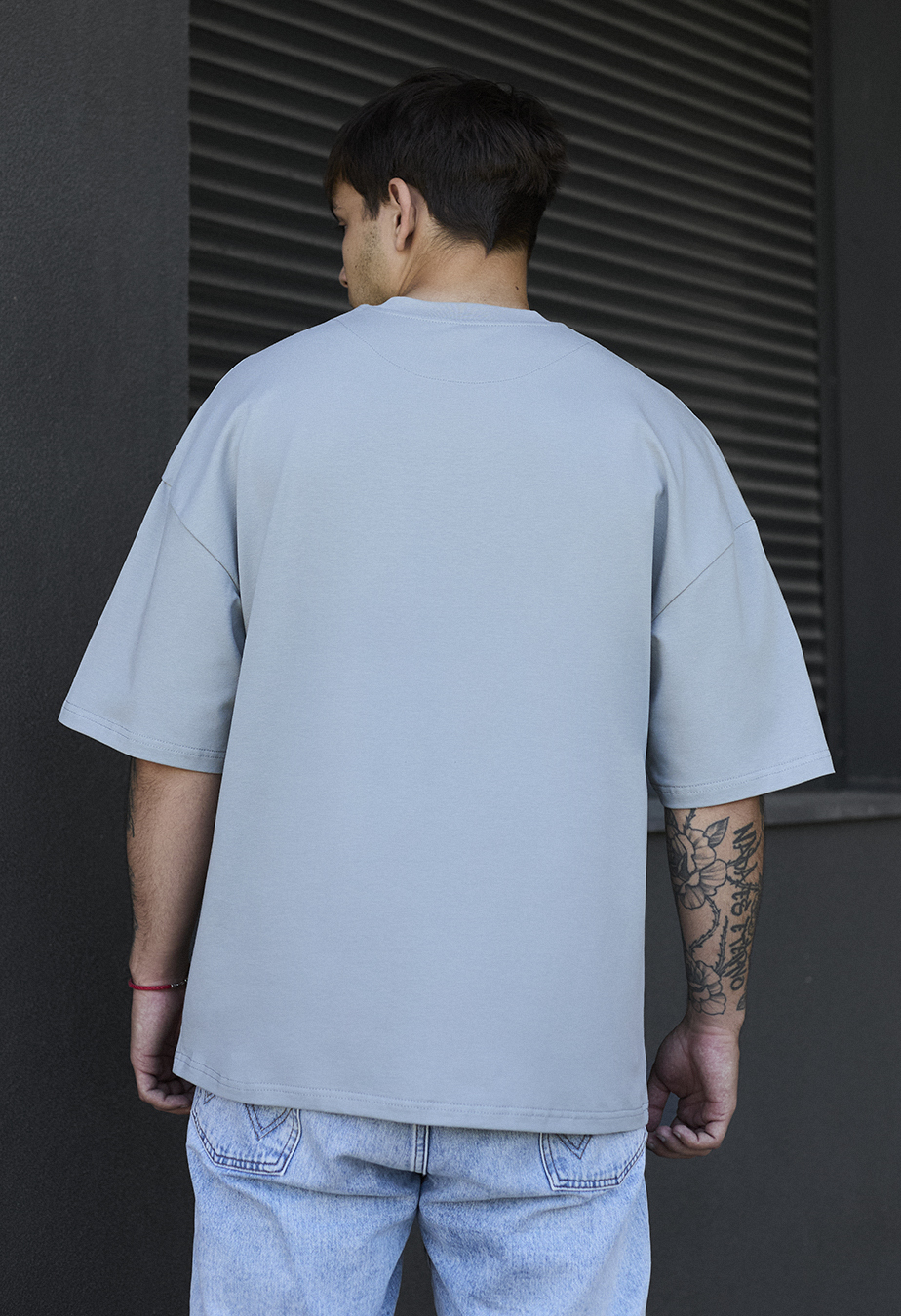 Футболка чоловіча Staff light gray basic oversize світло-сіра базова оверсайз брендова однотонна ...