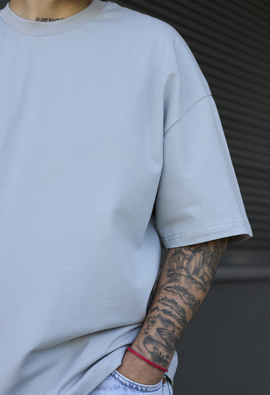 Футболка чоловіча Staff light gray basic oversize світло-сіра базова оверсайз брендова однотонна ...