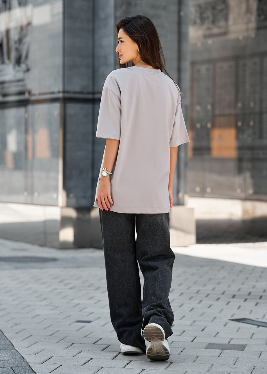 Футболка жіноча Staff li gray oversize сіра оверсайз однотонна модна ціна