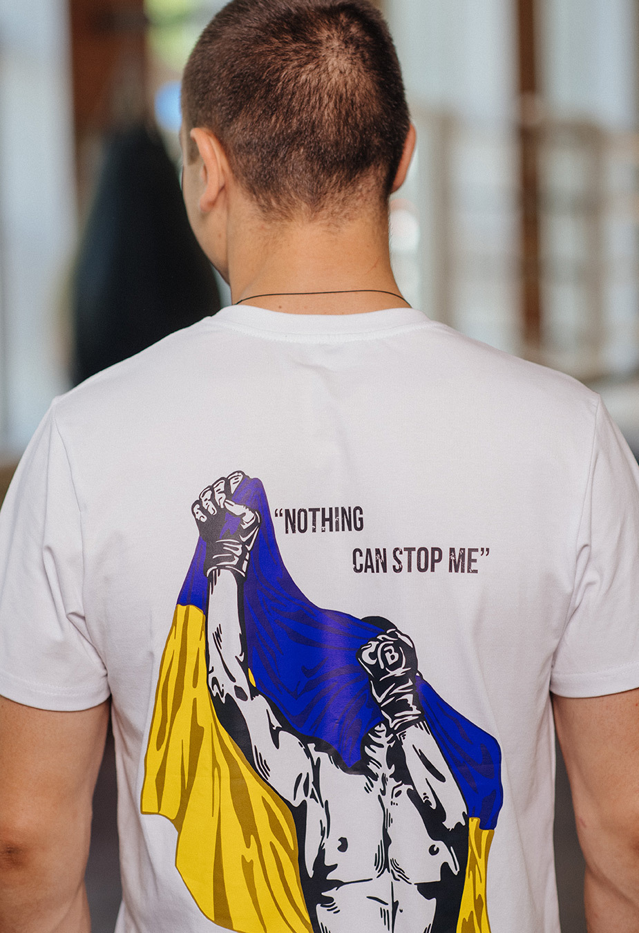 Футболка чоловіча Staff x Hrytsenko Team біла для хлопця з принтом з логотипом з надписом ціна