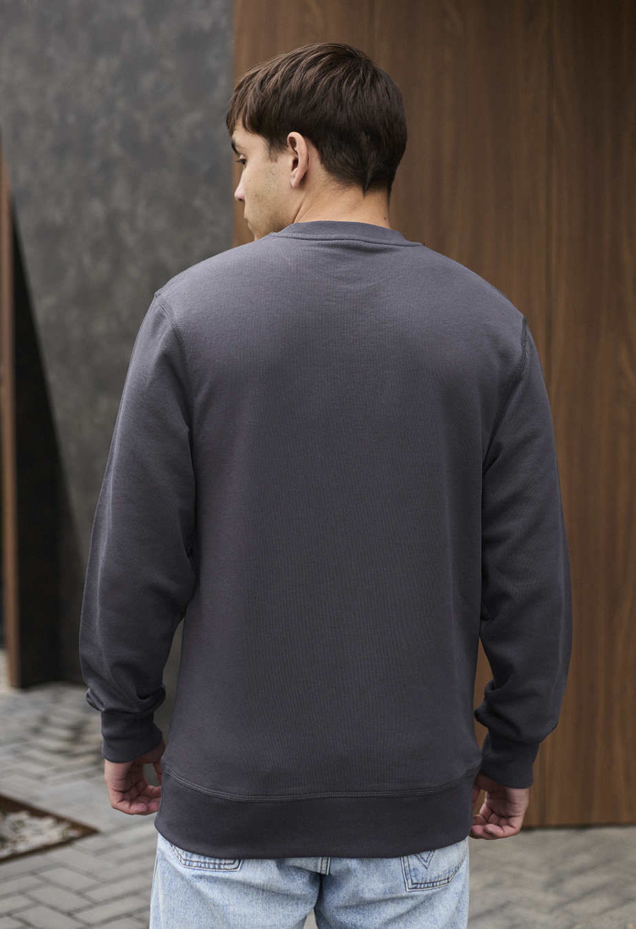 Світшот чоловічий Staff gray basic сірий для підлітка однотонний базовий бавовняний ціна