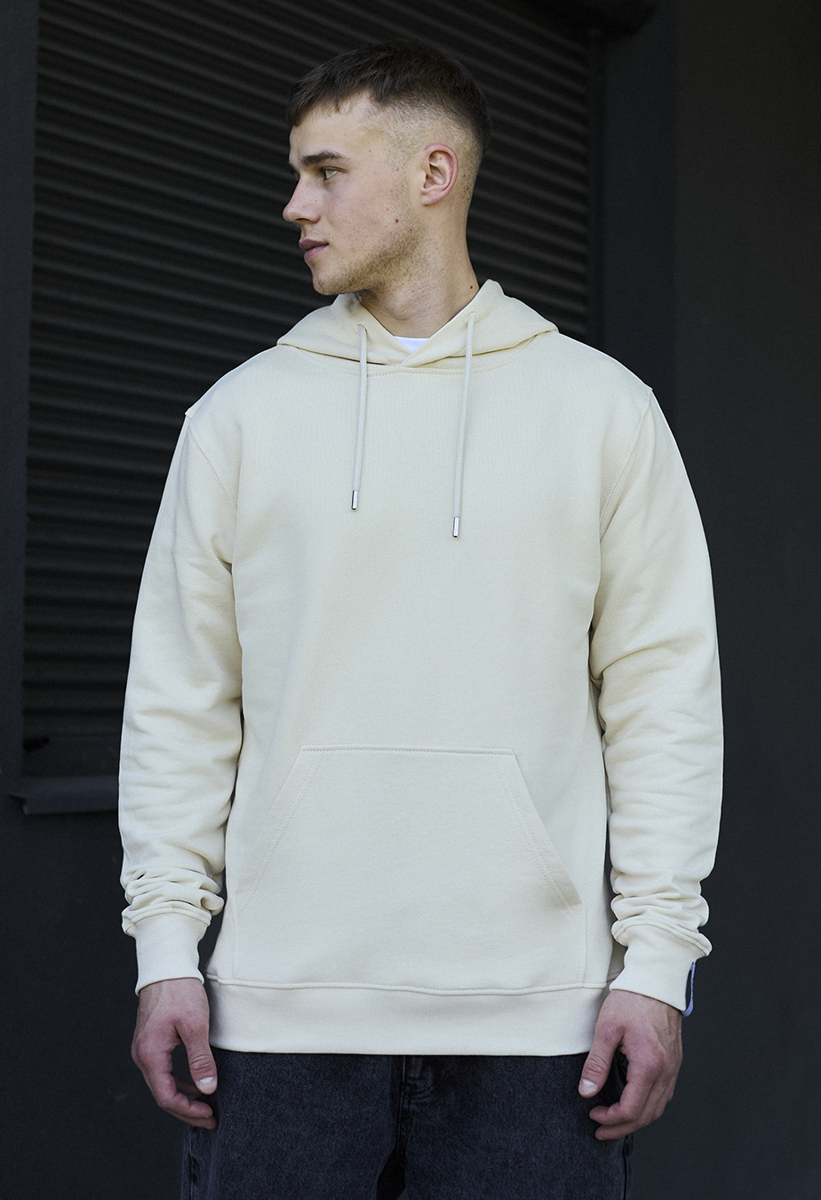 Толстовка чоловіча Staff milk basic молочного кольору однотонна стильна базова бавовняна ціна