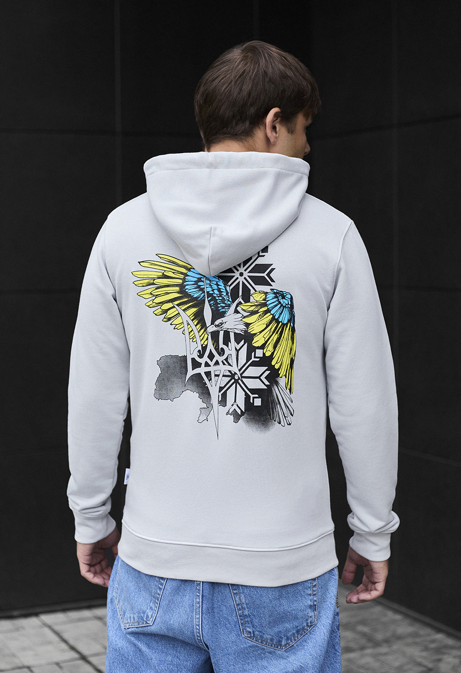 Толстовка чоловіча Staff eagle світло-сіра бавовняна з принтом брендова ...
