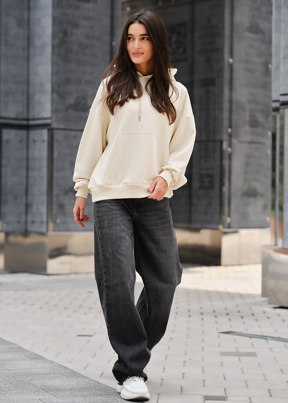 Жіноче худі Staff milk oversize молочного кольору стильне оверсайз бавовняне однотонне купити