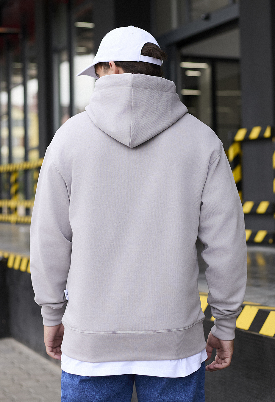 Худі чоловіче Staff light gray oversize світло-сіре бавовняне однотонне оверсайз модне купити