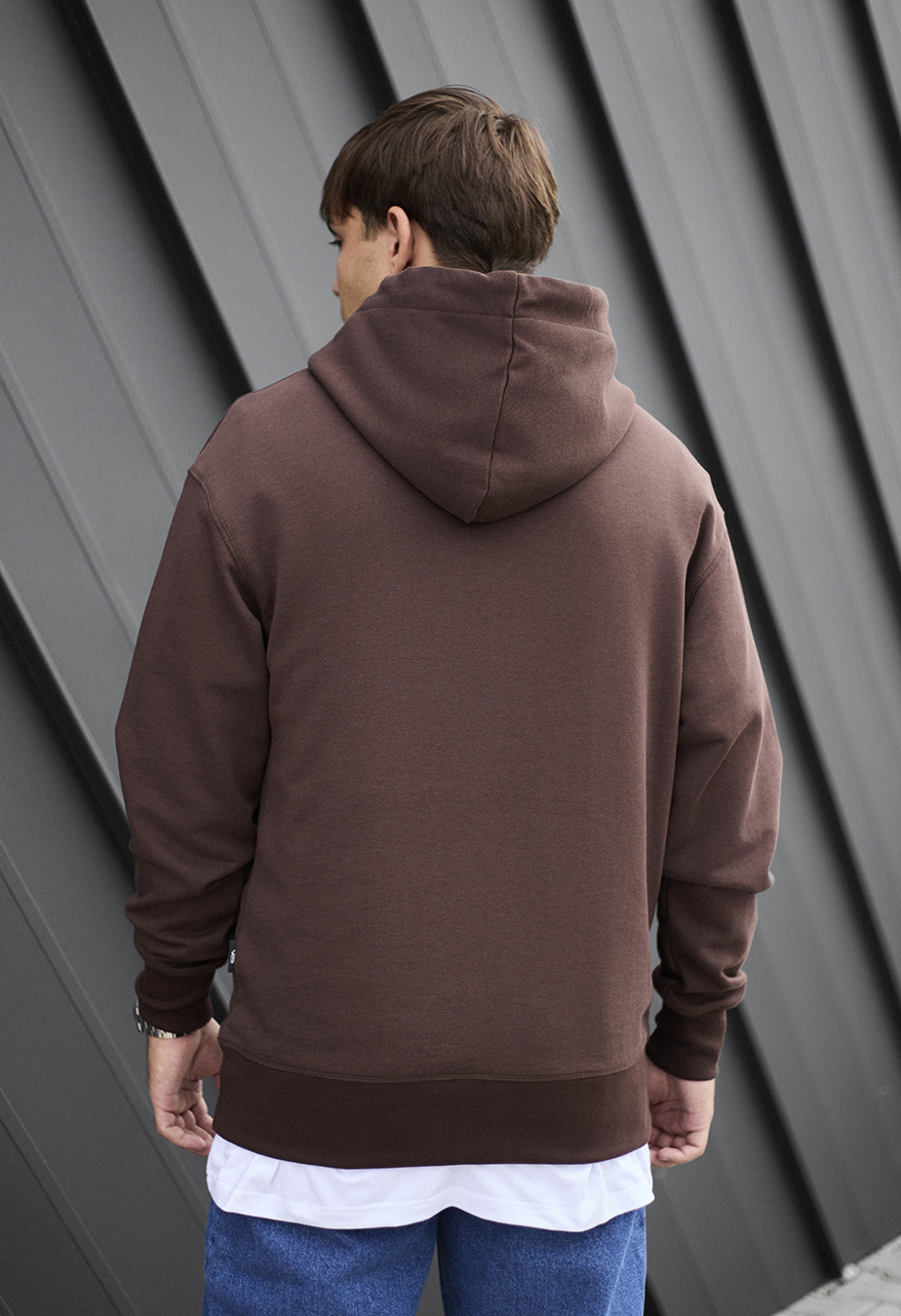 Чоловіче худі Staff brown oversize коричневе оверсайз стильне бавовняне однотонне ціна