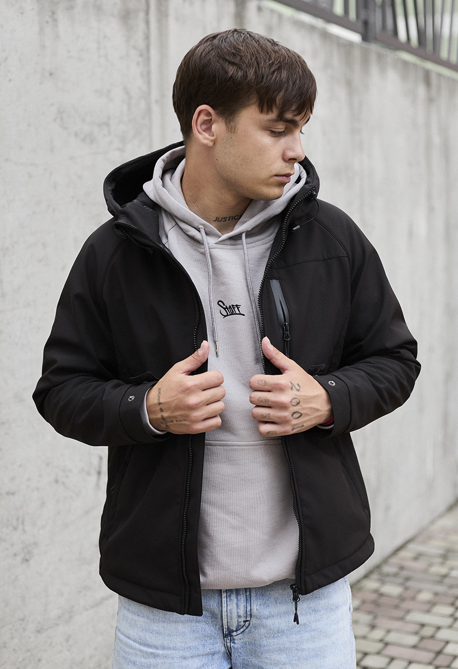 Чоловіча куртка Staff soft shell mo black чорна для підлітка ...