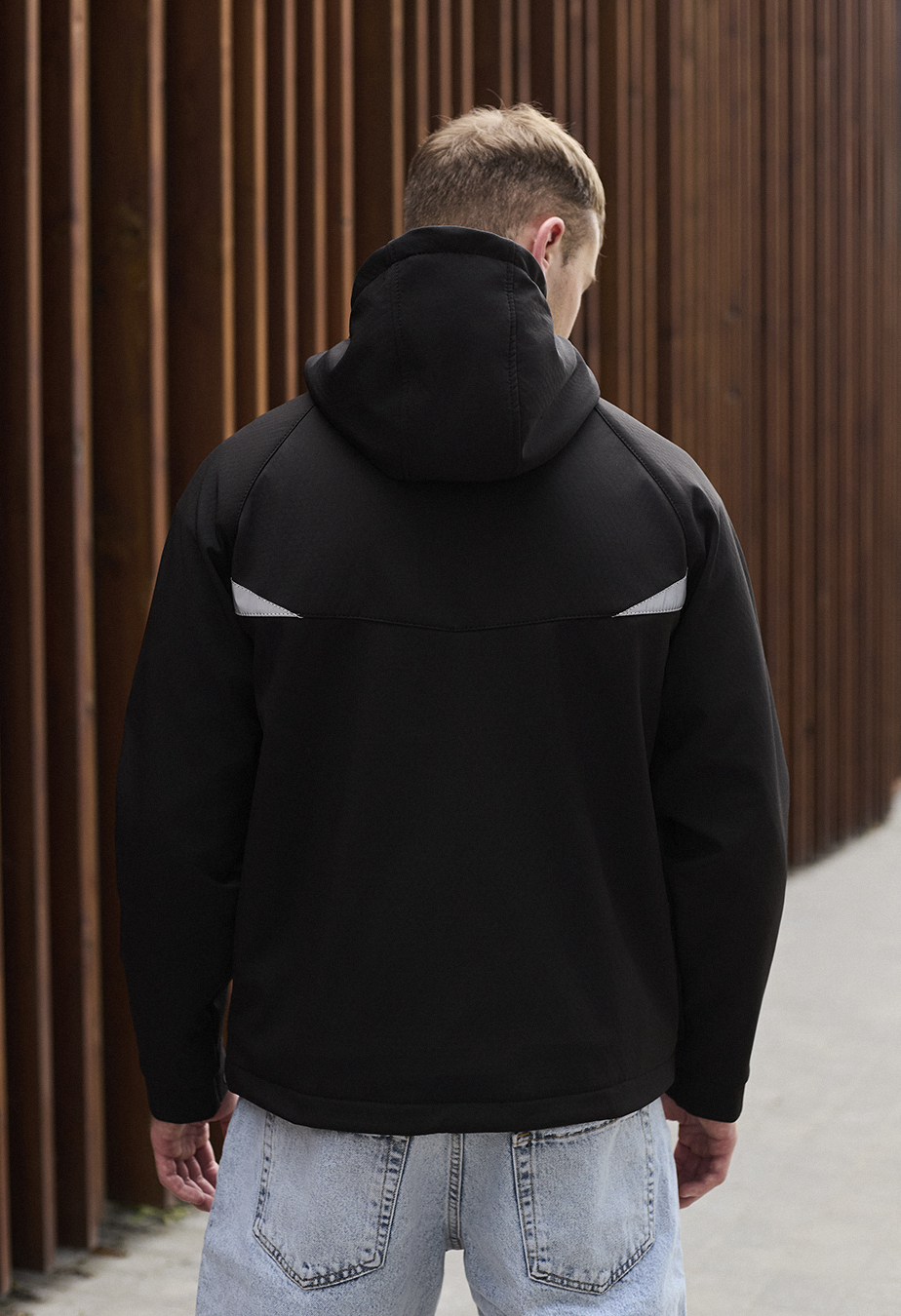 Чоловіча куртка Staff soft shell bu black чорна рефлективна водонепроникна легка для підлітка з ...