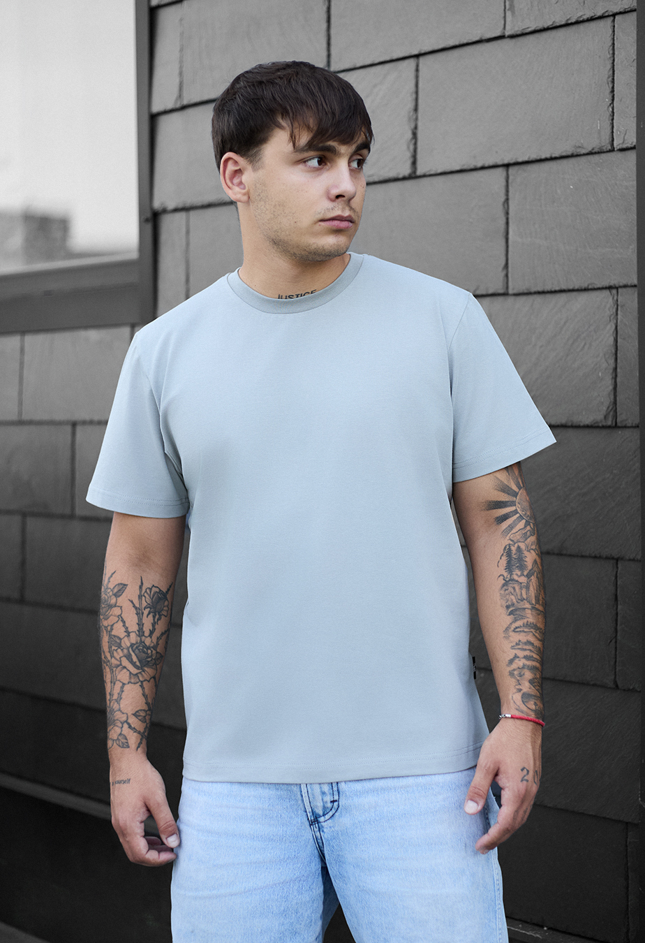 Чоловіча футболка Staff light gray basic світло-сіра для хлопця однотонна базова ціна