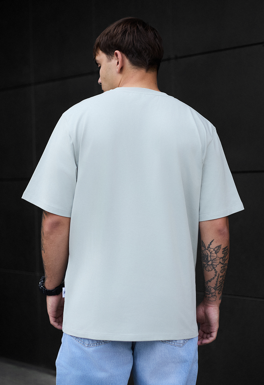 Футболка чоловіча Staff light gray oversize світло-сіра для хлопця однотонна оверсайз купити