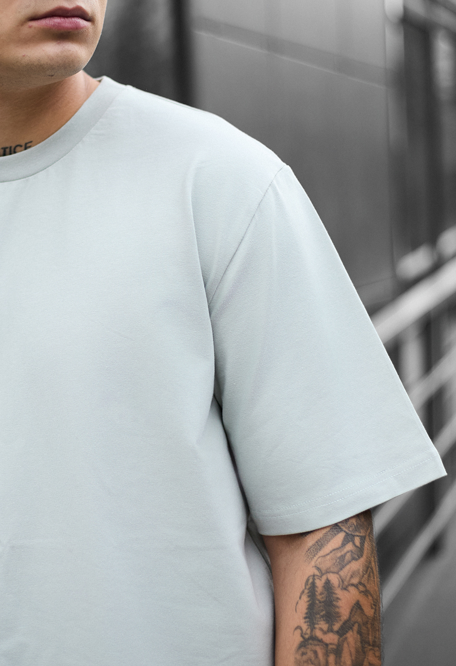 Футболка чоловіча Staff light gray oversize світло-сіра однотонна стильна оверсайз ціна