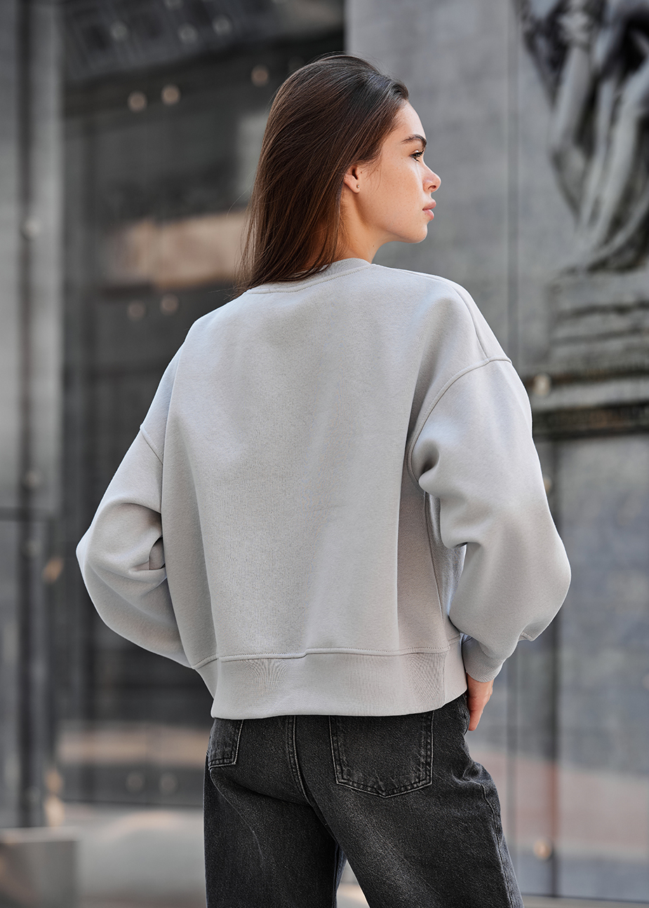 Світшот жіночий Staff h light gray oversize fleece світло-сірий оверсайз недорогий теплий ...