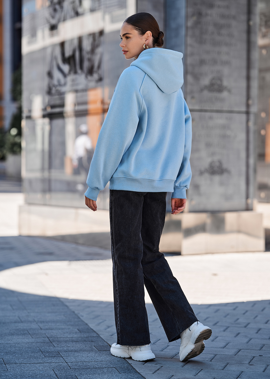 Жіноче худі Staff am light blue oversize fleece блакитне оверсайз тепле ...