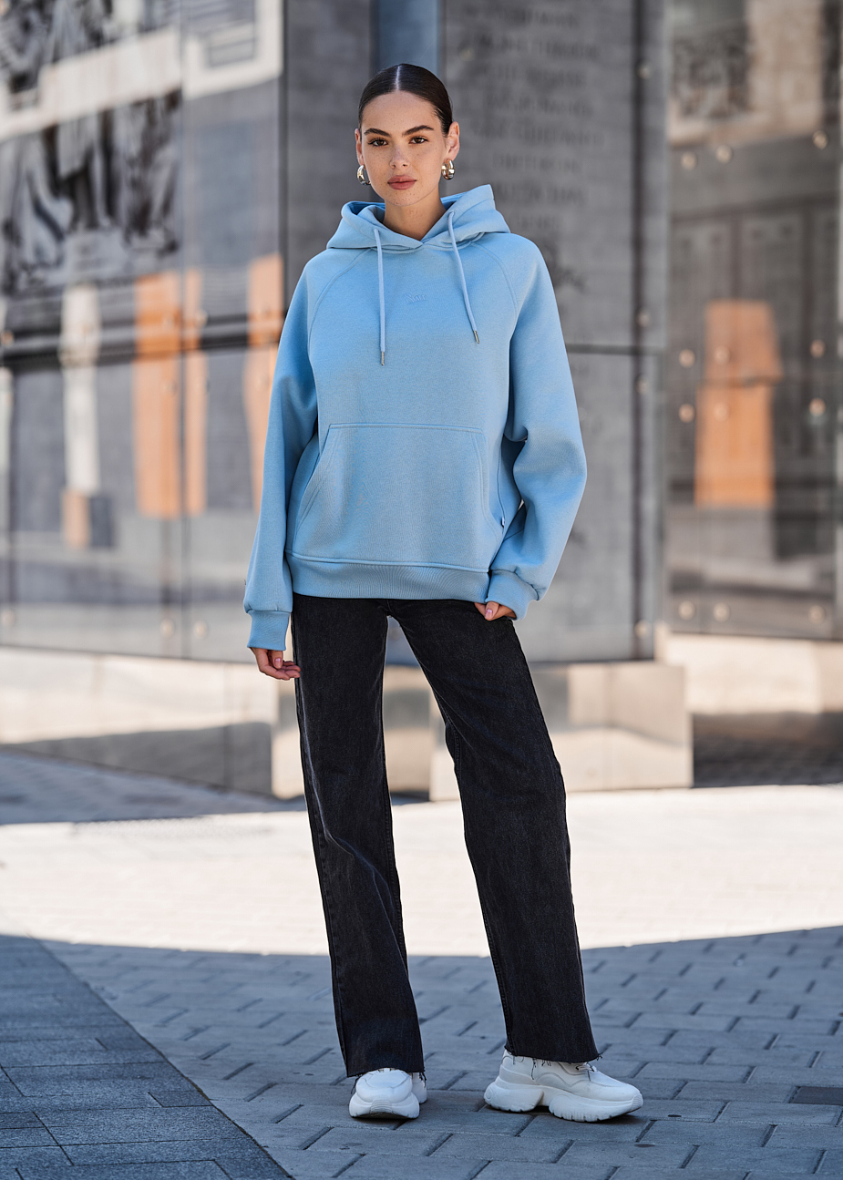 Жіноче худі Staff am light blue oversize fleece блакитне оверсайз тепле ...