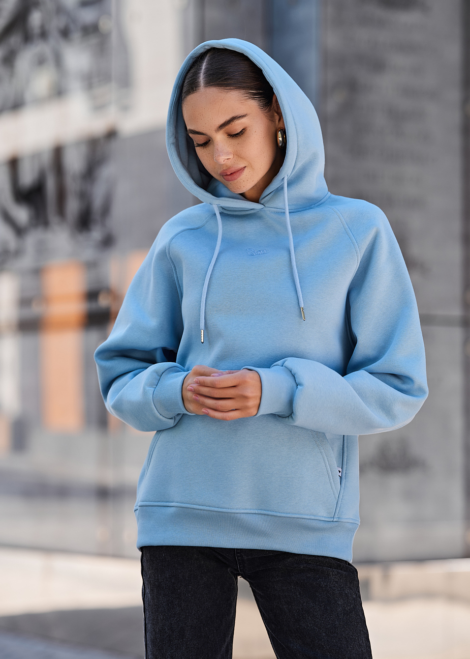 Жіноче худі Staff am light blue oversize fleece блакитне оверсайз тепле ...
