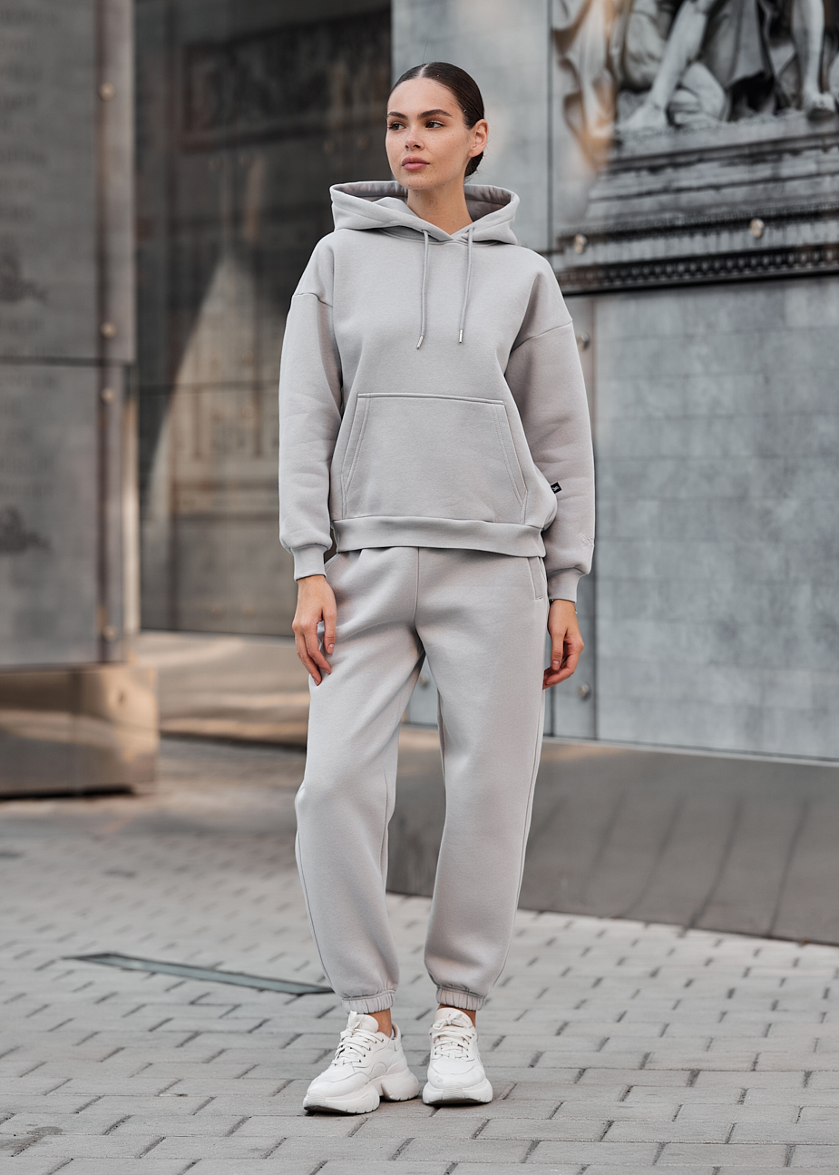 Костюм спортивний жіночий Staff nexa light gray oversize fleece світло-сірий оверсайз утеплений ...