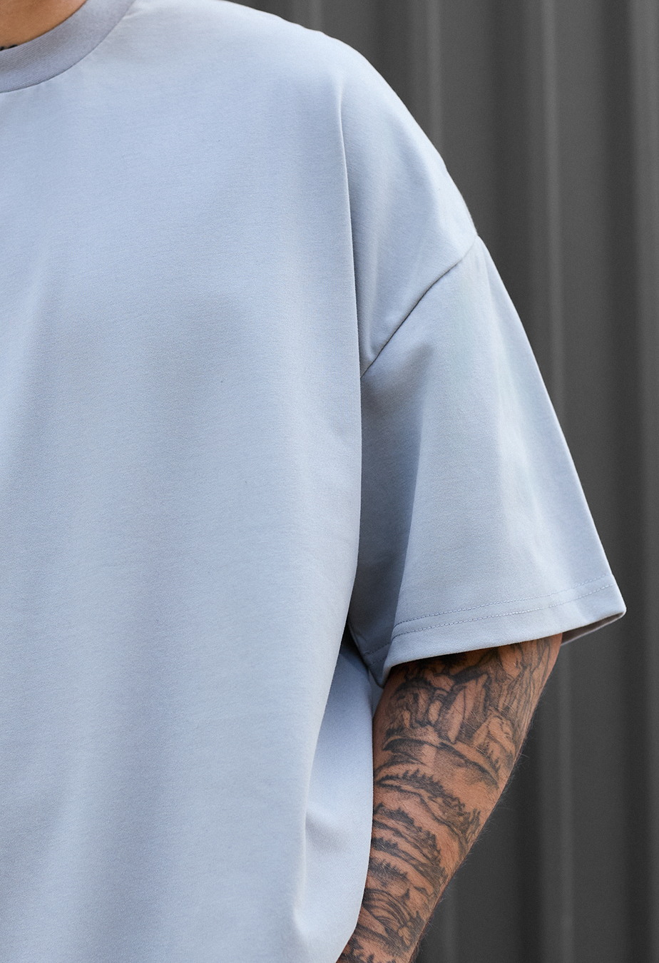 Футболка чоловіча Staff light gray basic oversize світло-сіра однотонна стильна оверсайз базова ціна