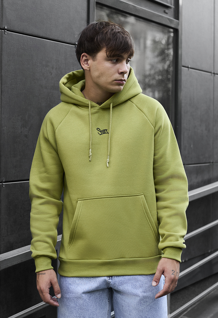 Худі чоловіче Staff light green logo oversize fleece салатового кольору бавовняне молодіжне на ...