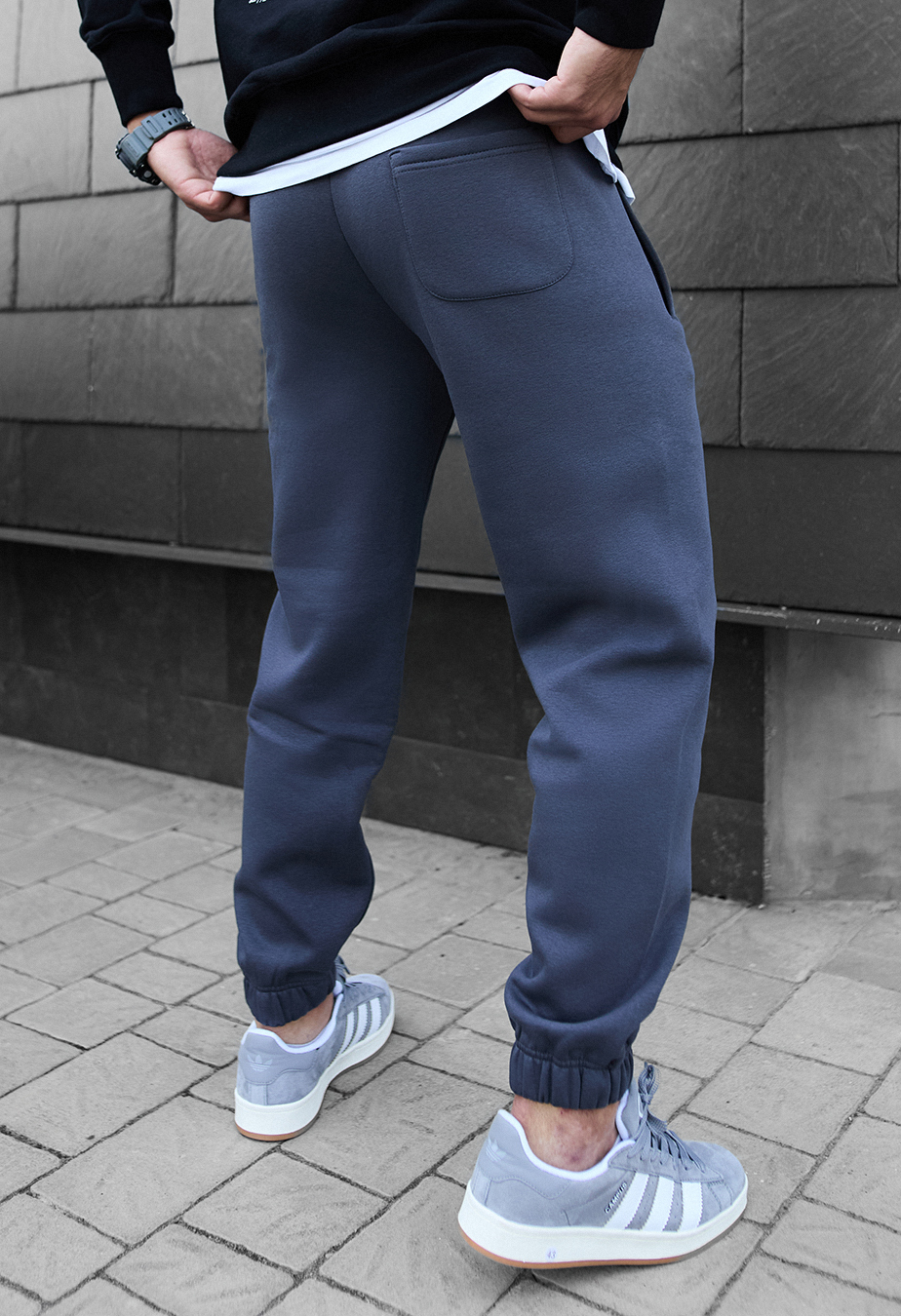 Спортивні штани чоловічі Staff mi gray basic fleece сірі базові теплі однотонні для підлітка на ...