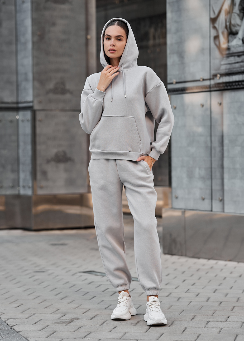 Костюм спортивний жіночий Staff nexa light gray oversize fleece світло-сірий оверсайз утеплений ...