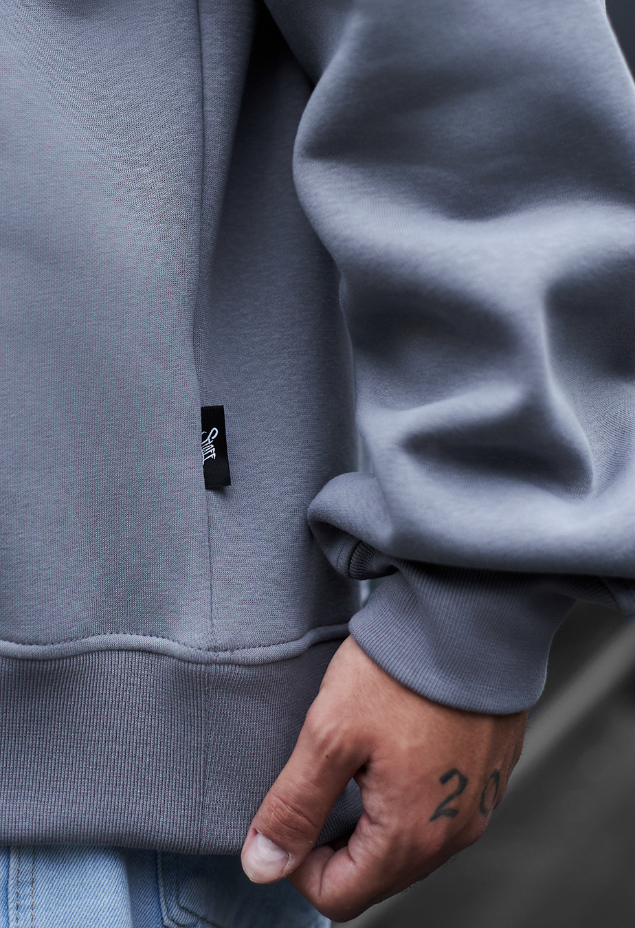 Світшот чоловічий Staff gray oversize fleece сірий бавовняний на флісі однотонний стильний ...