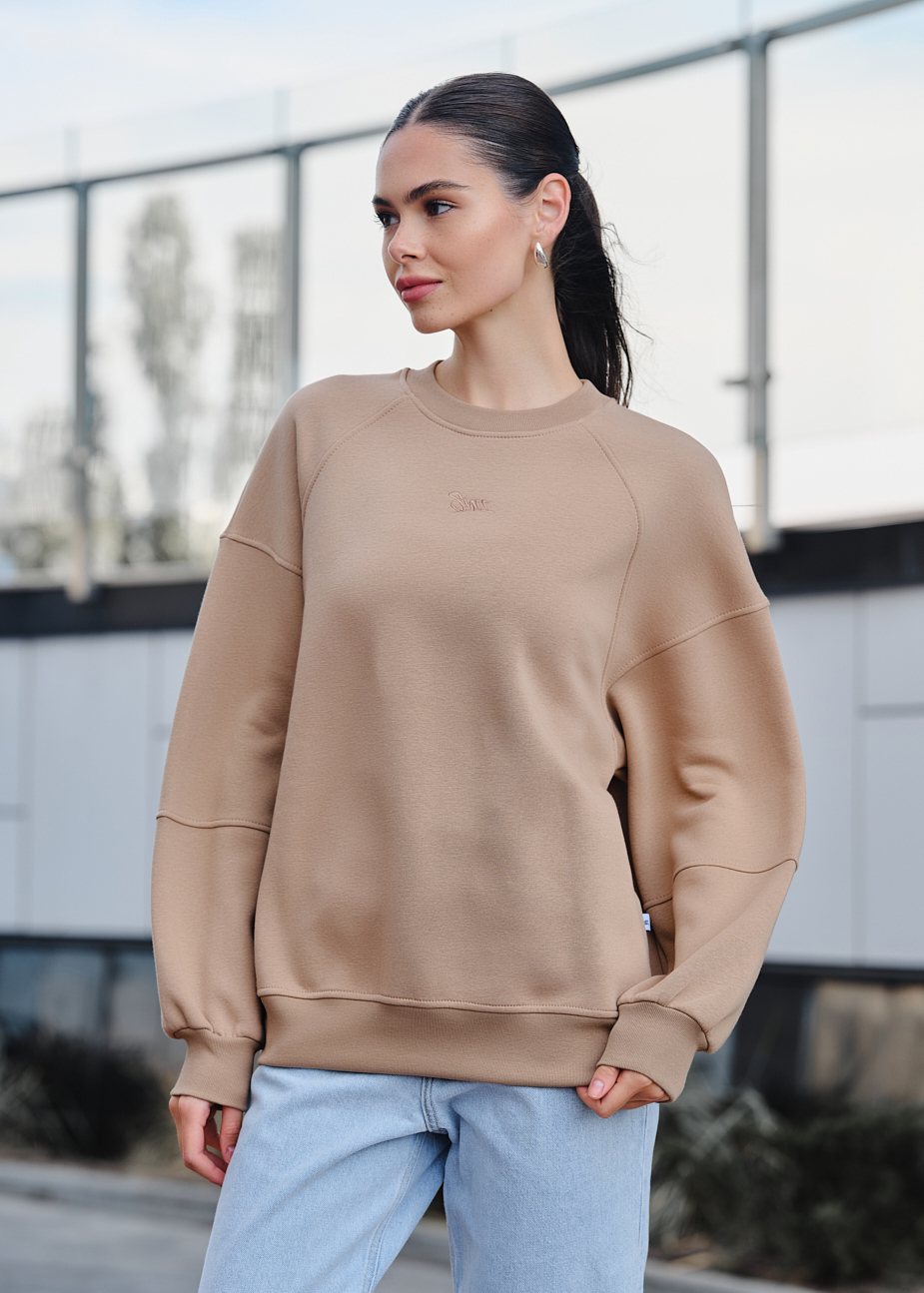Світшот жіночий Staff el beige oversize fleece бежевий оверсайз утеплений стильний на флісі з ...