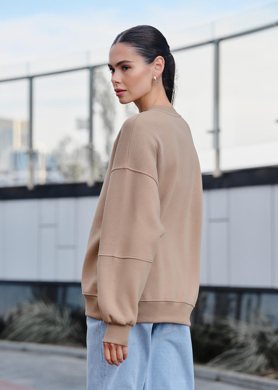 Світшот жіночий Staff el beige oversize fleece бежевий оверсайз утеплений стильний на флісі з ...