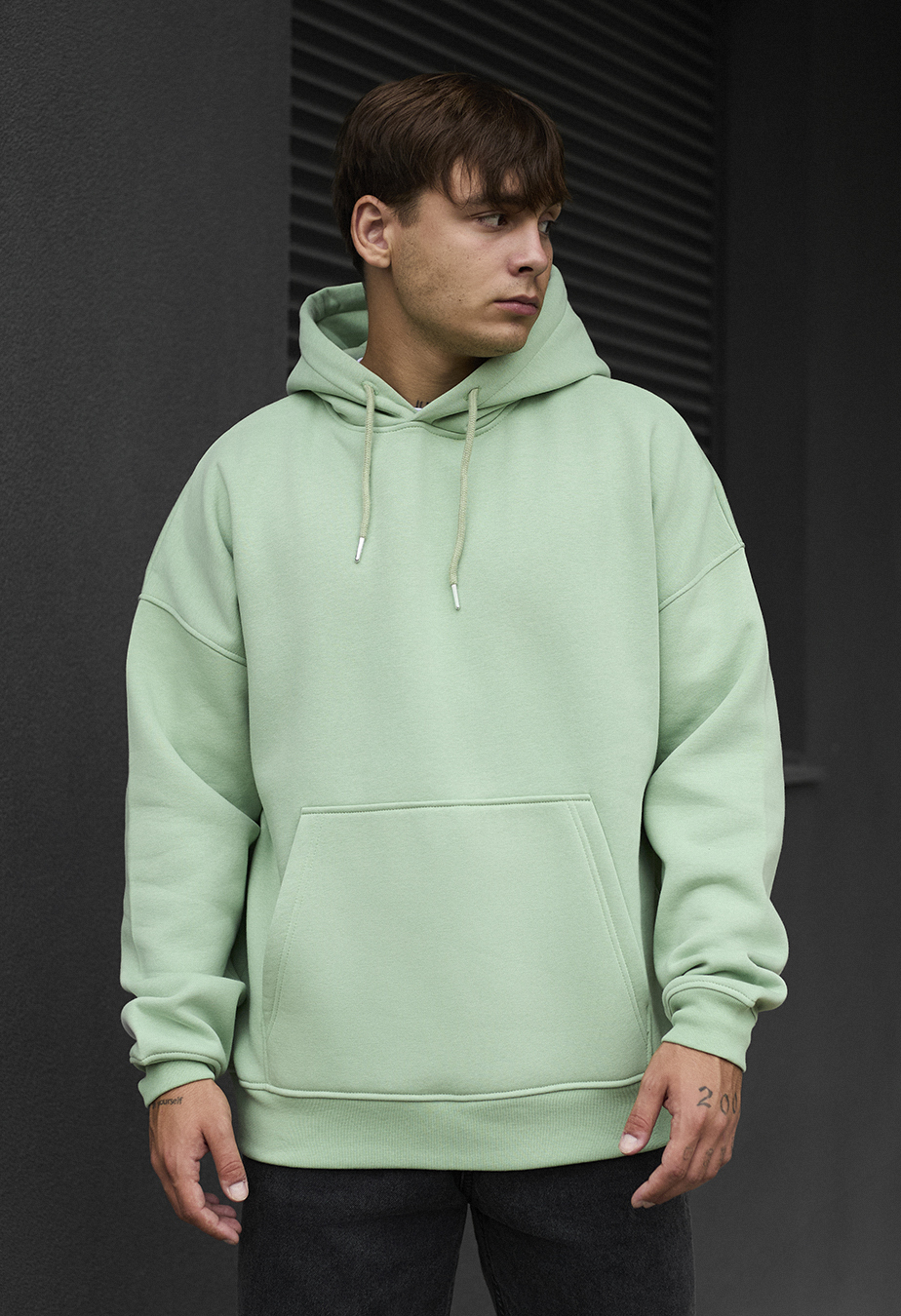 Толстовка чоловіча Staff light mint oversize fleece м’ятного кольору на флісі тепла модна ...