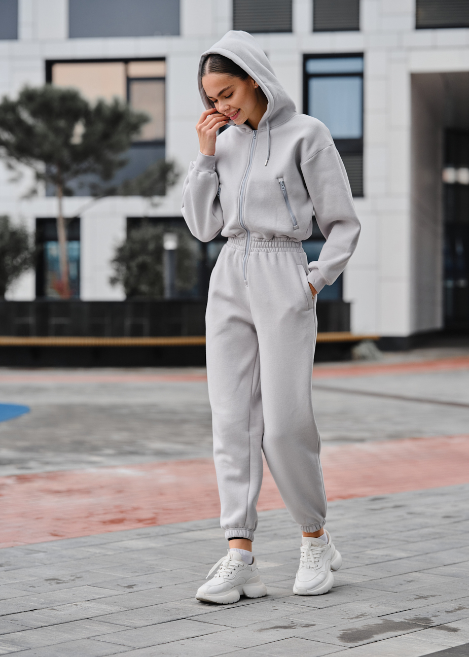 Комбінезон жіночий Staff ср light gray oversize fleece світло-сірий теплий стильний оверсайз ...