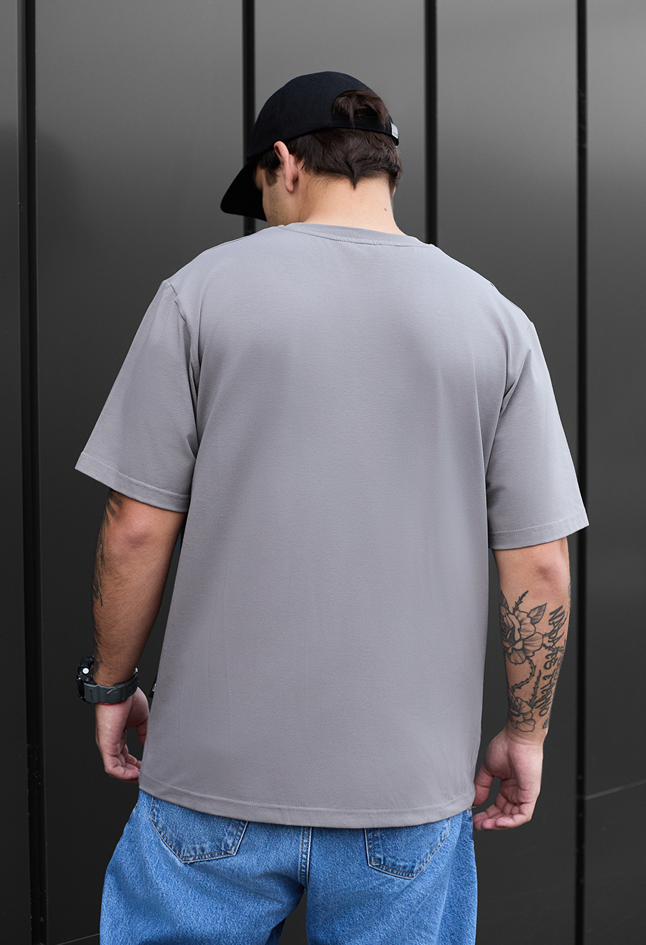 Футболка чоловіча Staff gray oversize сіра однотонна брендова оверсайз ціна
