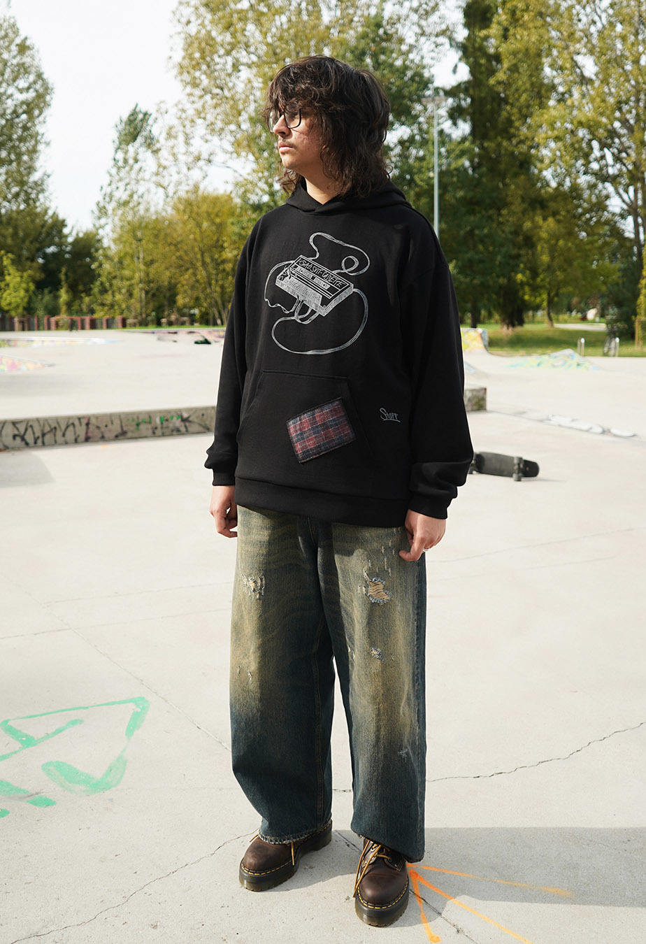 Толстовка чоловіча Касета Staff x SadSvit oversize чорна з надписом ...