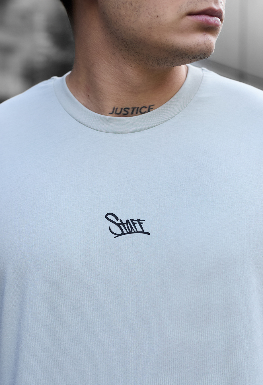 Чоловіча футболка Staff light gray logo світло-сіра бавовняна молодіжна з логотипом ціна