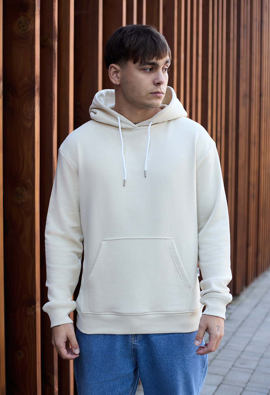 Толстовка чоловіча Staff milk Defect молочного кольору однотонна стильна ціна