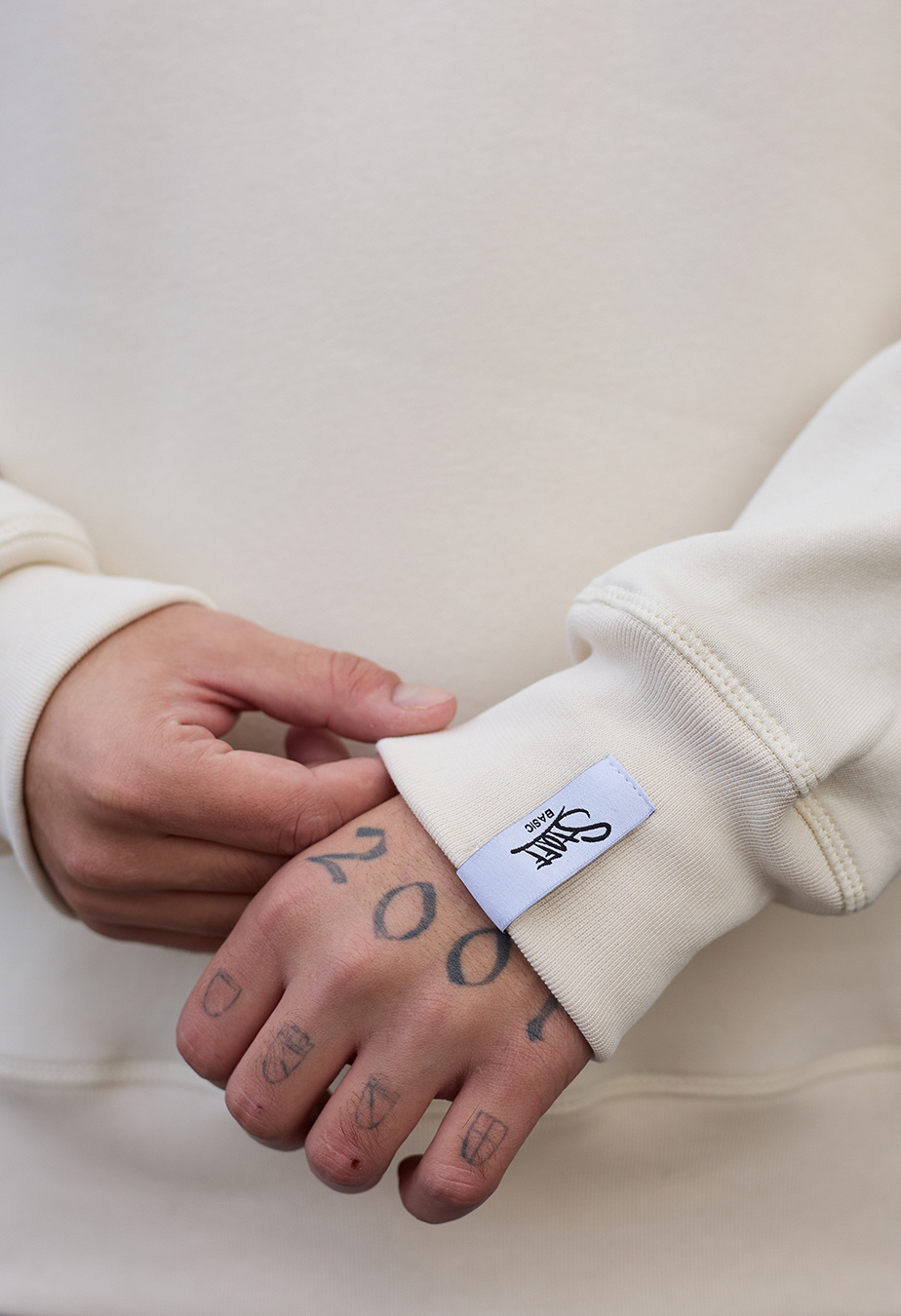 Світшот чоловічий Staff milk basic fleece молочного кольору на флісі утеплений однотонний ...