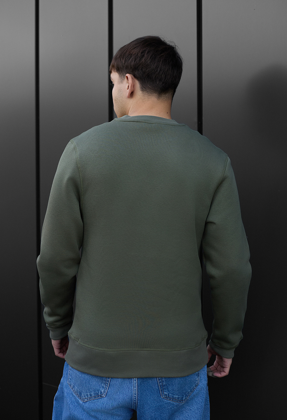 Світшот чоловічий Staff khaki2 basic fleece хакі для підлітка однотонний базовий бавовняний ...