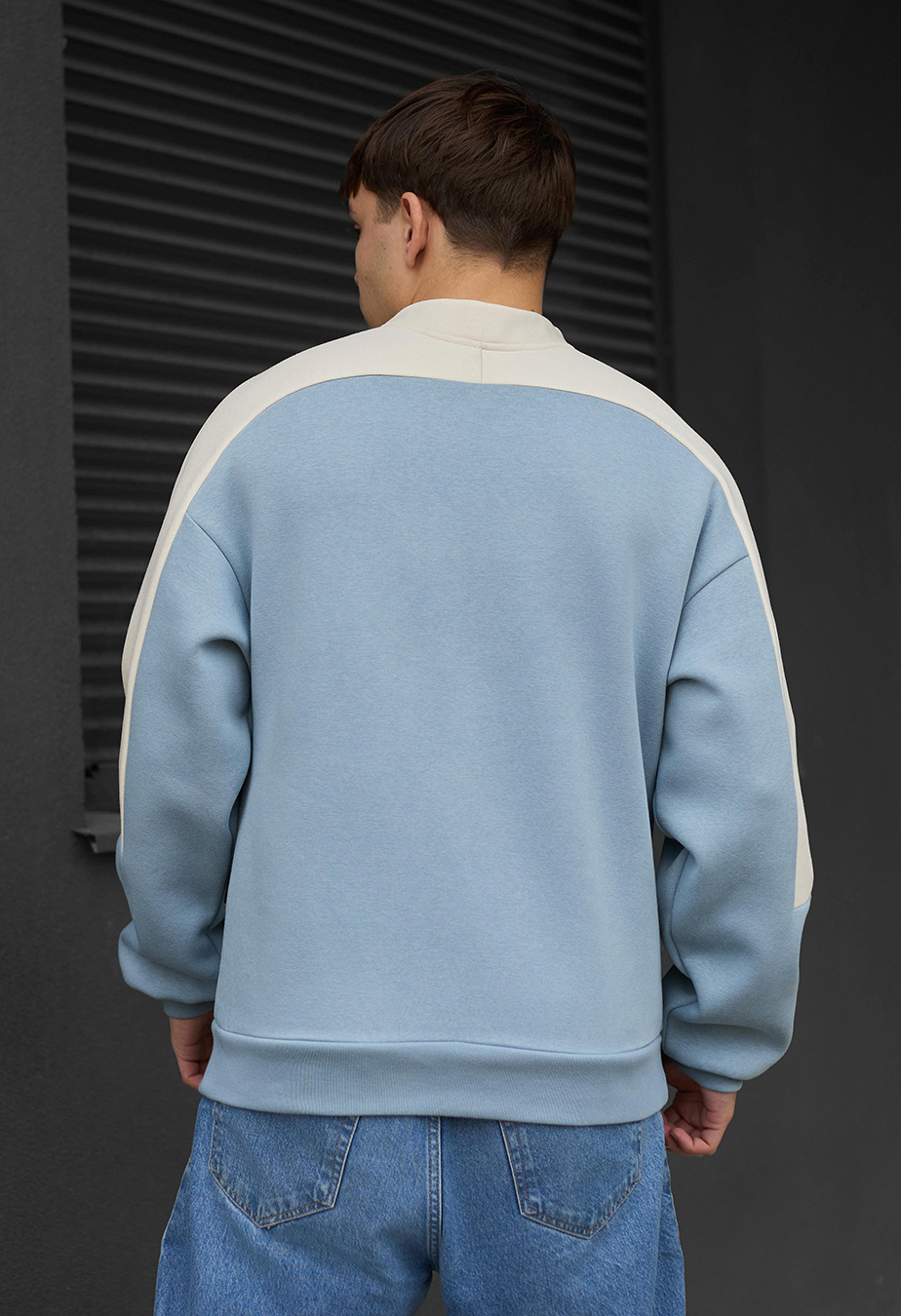 Світшот чоловічий Staff light blue & milk oversize fleece блакитного/молочного кольору з ...