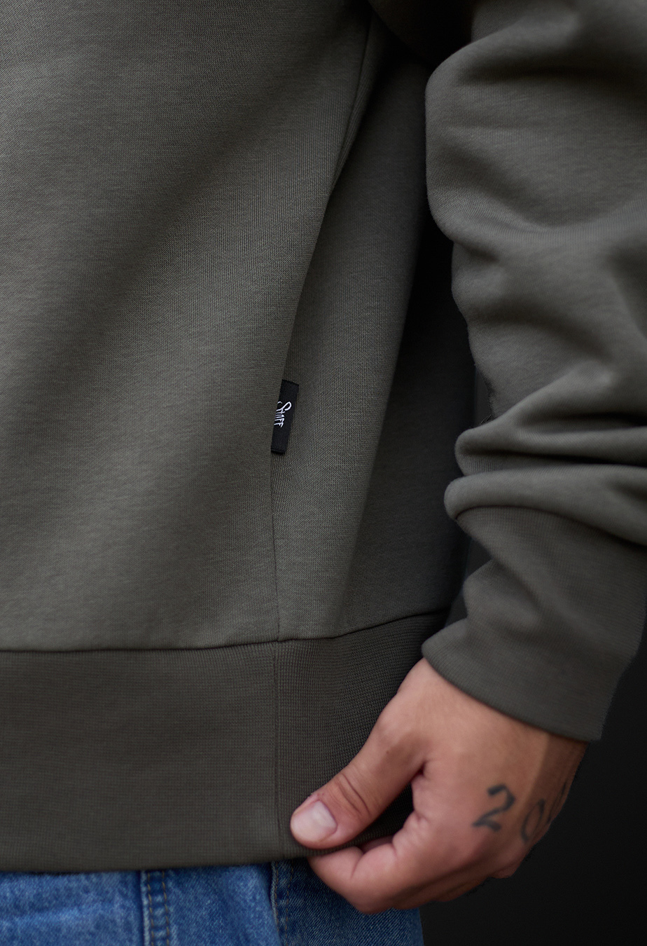 Толстовка чоловіча Staff dark khaki oversize fleece темний хакі однотонна оверсайз на флісі ...