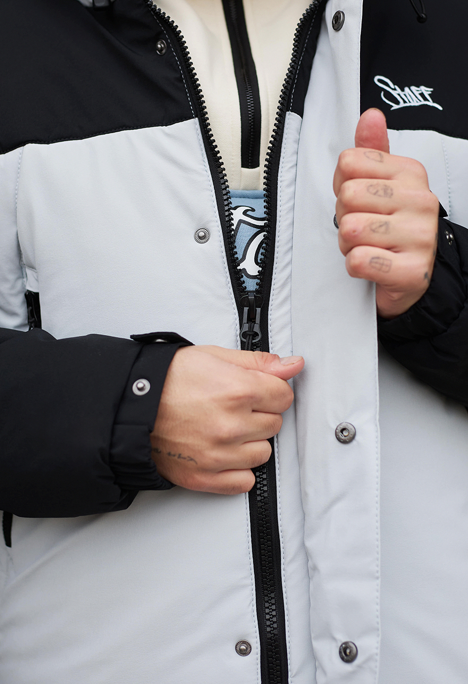 Зимова куртка чоловіча Staff pix black & light gray світло-сірий/чорний для хлопця утеплена з ...