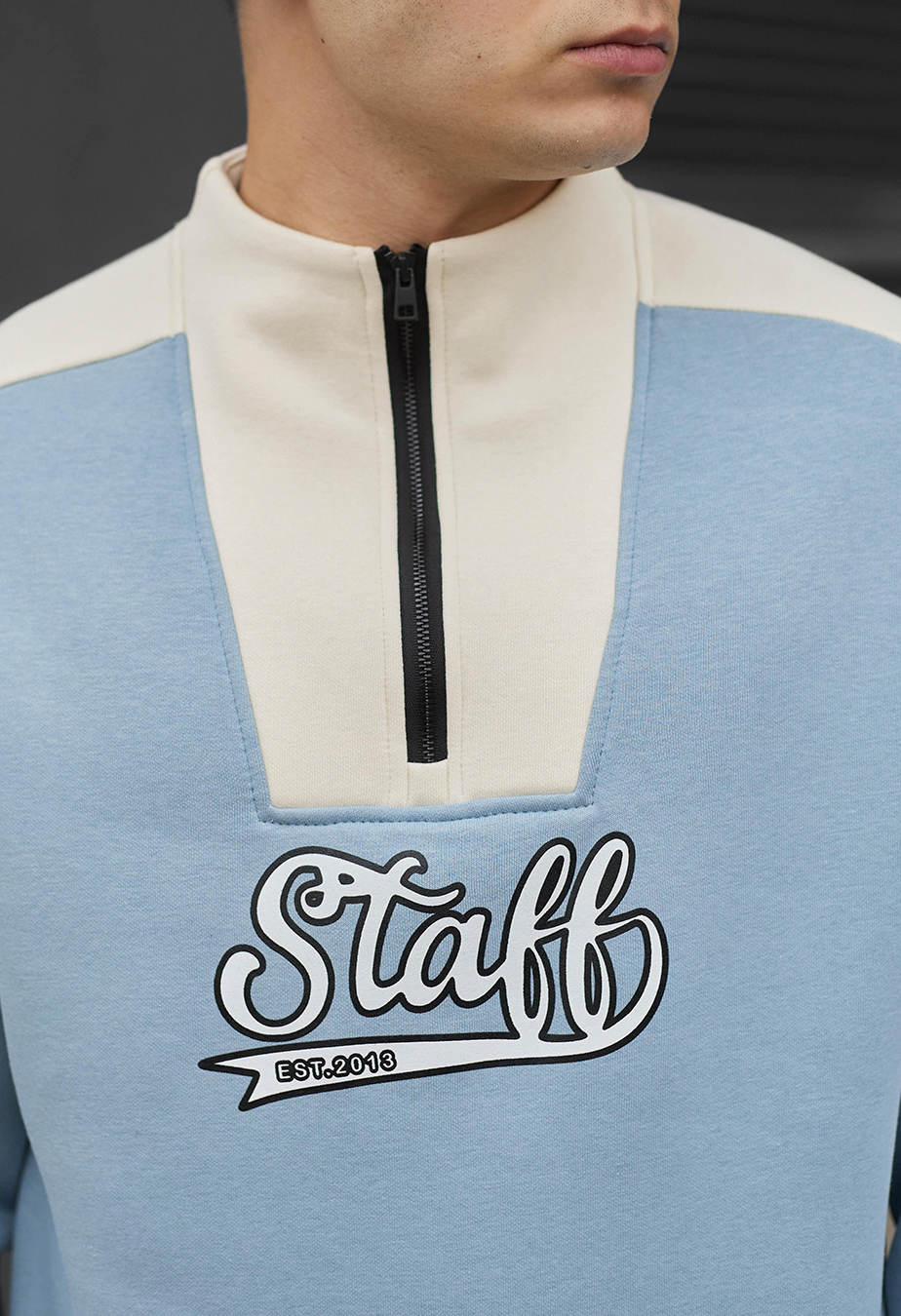Світшот чоловічий Staff light blue & milk oversize fleece блакитного/молочного кольору з ...
