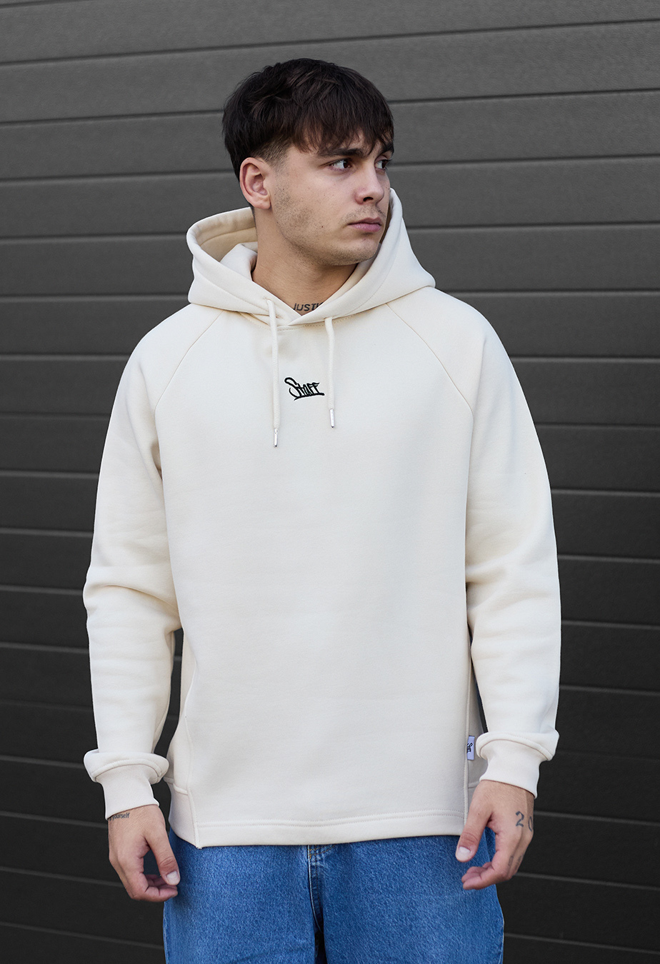 Толстовка чоловіча Staff milk logo fleece (defect) молочного кольору бавовняна з логотипом для ...