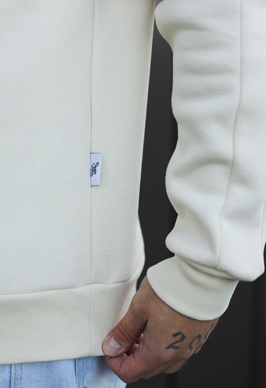 Світшот чоловічий Staff all milk fleece молочного кольору утеплений на флісі бавовняний ...