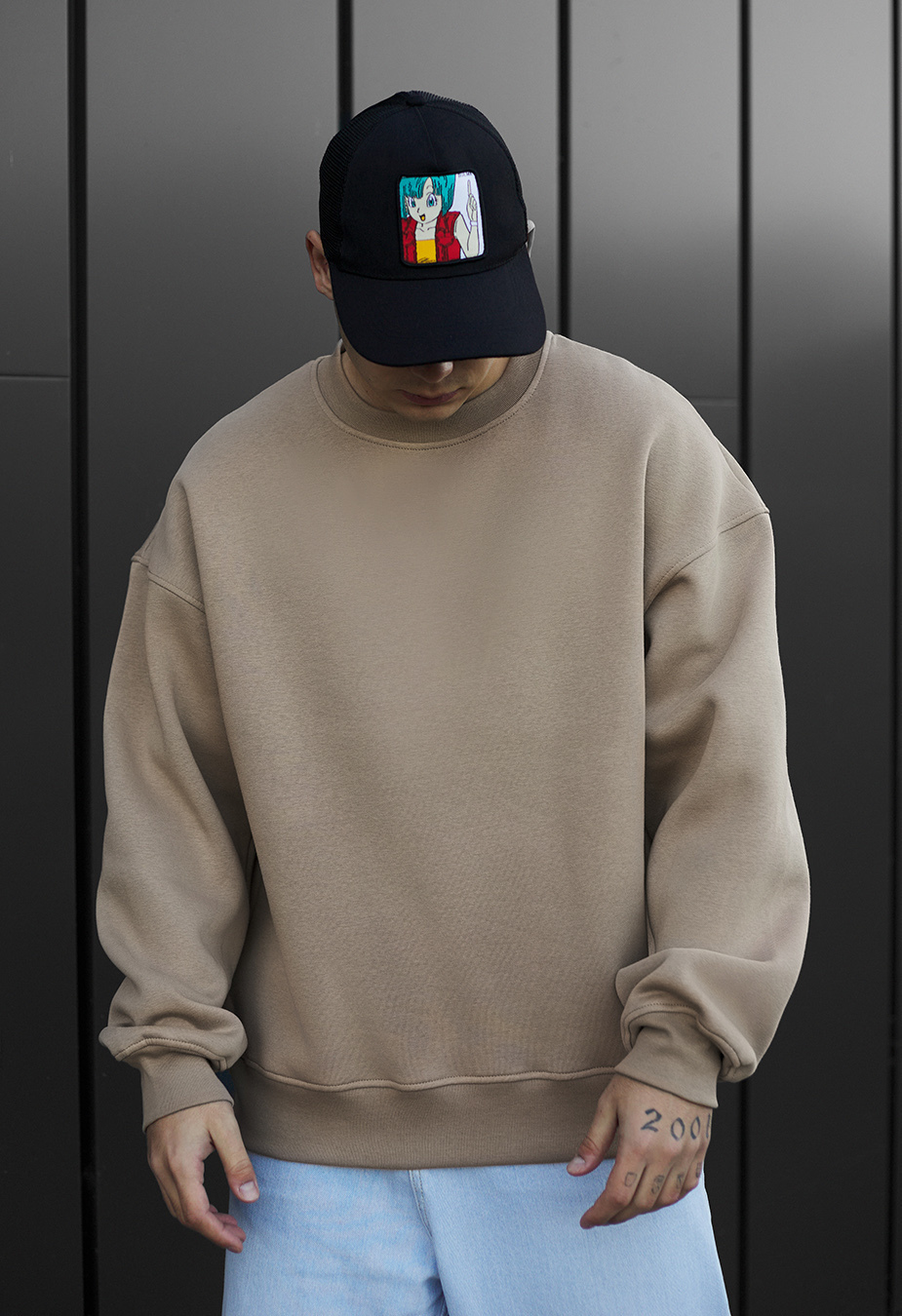 Світшот чоловічий Staff light brown oversize fleece світло-коричневий оверсайз для підлітка ...