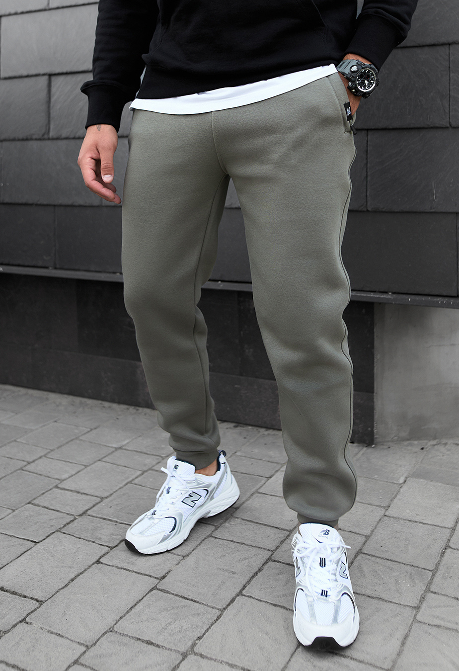 Спортивні штани чоловічі Staff dax light olive fleece світло-оливкового кольору бавовняні ...