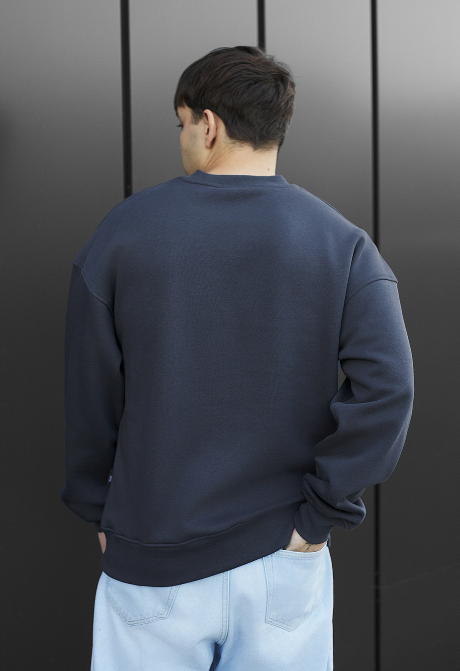 Світшот чоловічий Staff dark gray oversize fleece темно-сірий бавовняний теплий модний на флісі ...