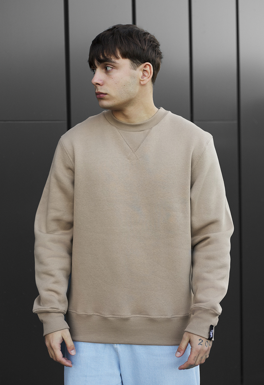 Світшот чоловічий Staff light brown basic fleece світло-коричневий однотонний бавовняний ...